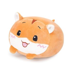 aixini 8 inch cute yellow hamster plush stuffed animal cylindrical body pillow,super soft cartoon hugging toy gifts