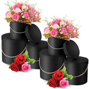 skylety 6 pcs round flower boxes with lids nesting gift boxes with handle for flowers arrangement assorted sizes for mother's day, bridesmaid, wedding, birthday, baby shower(black)