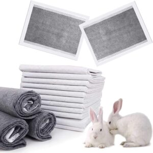 kathson rabbit pee pads disposable cage liners 100pcs all absorb black carbon odor control bunny training accessories with quick-dry surface for puppy guinea pig kitten hedgehog small animals