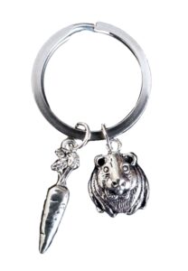 guinea pig and carrot charm jewelry by “the crazy guinea pig lady” (keychain)