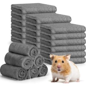 newwiee 24 pcs guinea pigs blankets bunk pet microfiber coral fleece cage liners absorbent guinea pig bedding accessories small animal mat towels for dog cat(11.8 x 11.8 inch,gray)