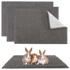 lifeunion guinea pig cage liners, 3 pcs absorbent reusable guinea pig pee pads, non slip washable guinea pig bedding blanket mat for small animal, rabbit, hamster, bunny, chinchilla (3pcs-grey)