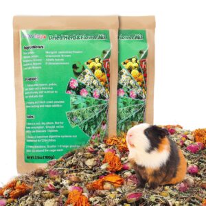 mewtogo 7 oz guinea pigs herb mix - natural flower herbal blend in 9 dried flowers & herbs, hamster bedding for bunny gerbils small animals keep cage environment fresh