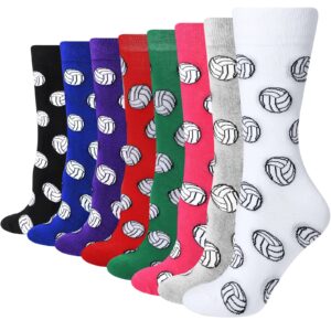 jagely 8 pairs women's novelty volleyball socks funny sports socks for men youth teen volleyball athletic crew socks volleyball gift for volleyball lovers players athletes volleyball coach