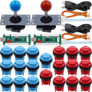 sj@jx arcade game 2 player controller diy kit microswitch recessed button 4&8 way joystick zero delay usb encoder fighting stick handles console for pc mame raspberry pi retropie