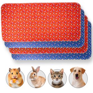 jt pet guinea pig cage liner fleece cage liners puppy pads washable reusable waterproof pee pads hamster bedding extra large dog crate lining (set of 4 - 47" x 24") (blue red piggies)