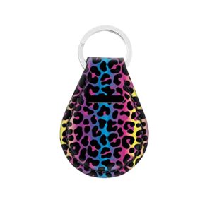 giftpuzz fashion keychains for car home keys, water bottle badge, phone, camera, usb holders (rainbow leopard print)