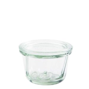 weck 6 set mold jar 561, glass jars, reusable baking jars, 5.5oz cake jar. durable and reusable transparent glass containers with strawberry design.