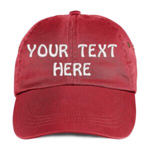 place4print soft baseball cap custom personalized text cotton dad hats for men & women. embroidered your text (red)