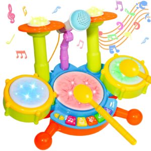 drum set for toddlers 1-3, toys for 1 year old boy birthday gift, kids drum set musical toys for toddlers 1-3, baby drum set with microphone toddler drum for ages 2-4 brithday gifts for boys grils