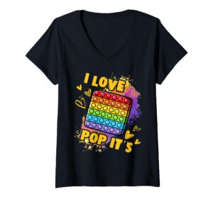 womens fidget toy pop it for kids, love pop it's v-neck t-shirt