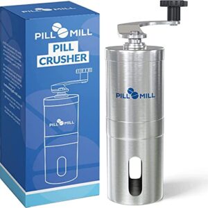 pill mill pill crusher - crushes multiple tablets to a fine powder - metal pill grinder - tablet pulverizer suitable for travel - great feeding tube use and pets