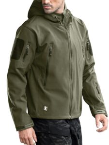 free soldier men's outdoor waterproof soft shell hooded military tactical jacket　(green xx-large/us)