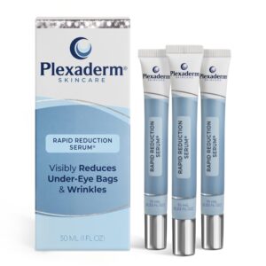 plexaderm rapid reduction eye serum - visibly reduces under-eye bags, wrinkles, dark circles, fine lines & crow's feet instantly, anti aging wrinkle remover for face, 3 full size tubes