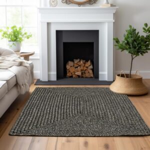 super area rugs tucson indoor outdoor gray braided rug - washable - easy care - kid & pet friendly rug gray mix 4' x 6' rectangle