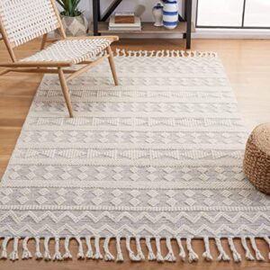 safavieh natura collection accent rug - 4' x 6', ivory & blue, handmade flat weave moroccan boho rustic braided tassel wool, ideal for high traffic areas in entryway, living room, bedroom (nat309a)