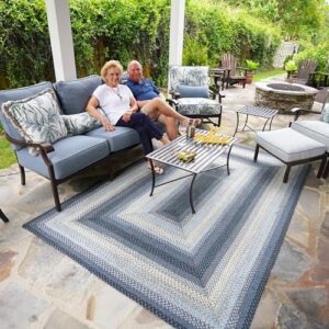 homespice juniper 4 x 6 area rug for bedroom and living room, also ideal to use as a blue outdoor rug for deck and patio - spill proof and stain resistant - reversible indoor outdoor rugs 4x6 feet