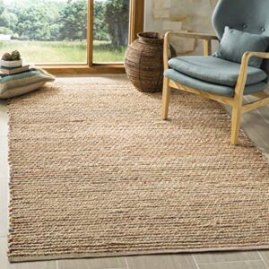 safavieh cape cod collection 4' x 6' natural/multi cap307b handmade boho braided stripe jute area rug