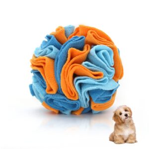 wishlotus 5.9inch snuffle ball for dogs, dog sniffing training toy for boredom, colorful dog snuff ball toy for small dogs&breed encourage natural foraging, smell training (blue+orange)