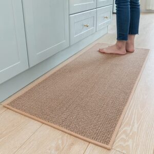 kitchen rugs and mats, washable non-skid kitchen mats for floor, large runner rugs for kitchen floor, front of sink, hallway, laundry room (beige, 20"x70")