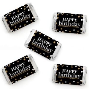 big dot of happiness adult happy birthday - gold - mini candy bar wrapper stickers - birthday party small favors - 40 count