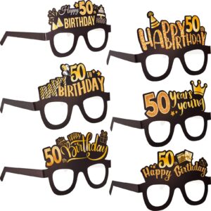 sumind 24 pcs birthday glasses decoration paper eyeglasses birthday sunglasses to wear for men women table decor party(50th)