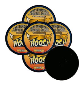 hooch snuff - non-tobacco nicotine free chew - peach- long cut (5) - includes free dc skin can cover