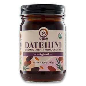 datehini organic tahini and medjool date spread (original, 12 oz jar)