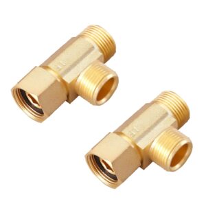 litorange lead-free 2 pcs brass angle stop add-a-tee valve 3/8" compression inlet by 3/8" compression outlet by 3/8 inch easy connect tee