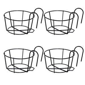 eimquvw 4 pack round hanging railing planters basket metal balcony planters railing hanging flower pot holders for outside,indoor，balcony,garden(20cm)