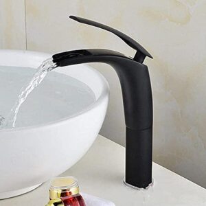 zhangyuefeifz bathroom sink faucet sink faucet bathroom basin faucet solid brass sink faucet hot and cold single-handle countertop toilet waterfall faucet (color : black 2 t)