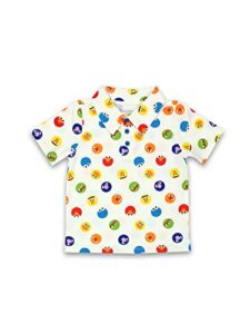 isaac mizrahi loves sesame street gang elmo baby toddler polo collared shirt (24 months, white/multi)