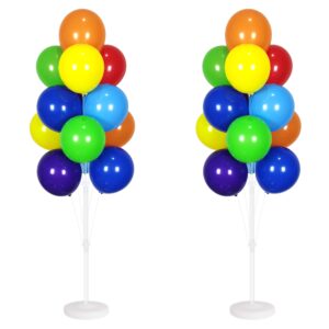 balloon column kit set of 2 with balloons included - balloon tower with stand, base, and pole,backdrop decoration for wedding, baby shower, birthday party, or bachelorette parties (rainbow)