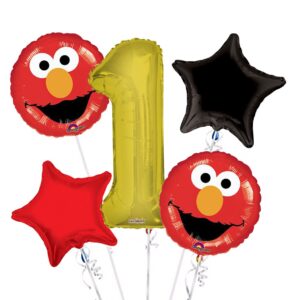 sesame street elmo balloon bouquet 1st birthday 5 pcs - party supplies