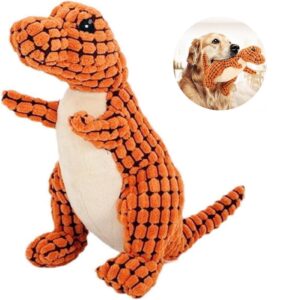 2024 new indestructible robust dino, plush dog toy, indestructible squeaky toys for dogs, durable dog toys for aggressive chewers, chew toys for dogs, interactive dog toys for boredom (a-orange)