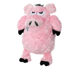 mighty- angry animal pig - squeaker-multiple layers. made durable, strong & tough. interactive play dog toy (tug, toss & fetch). machine washable & it floats. (regular)