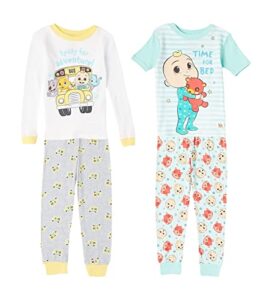 cocomelon boys’ 4-piece snug-fit cotton pajamas set, time for bed, 5t