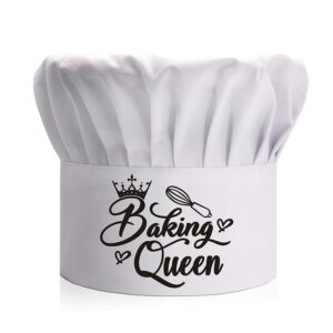 dyjybmy baking queen, adult adjustable kitchen cooking hat with elastic band chef baker cap white, cooking grilling bbq gifts for woman, wife, mom, her, grandma