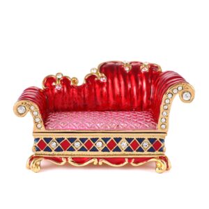 qifu sofa series hand painted hinged jewelry trinket box with rich enamel and sparkling rhinestones unique gift home decor