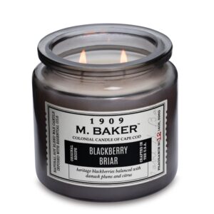 colonial candle blackberry briar scented jar candle | 2-wick natural soy blend wax candle for home | relaxing aromatherapy candle infused with essential oils | m. baker apothecary glass jar candle