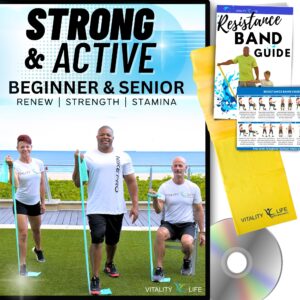 strengthening exercises for seniors dvd + poster + resistance band. renew - strength - stamina. dvd exercise for seniors and beginners. resistance band workouts for seniors. exercise seniors dvd.