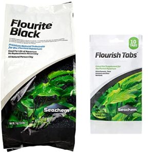 seachem flourite black clay gravel flourish tabs growth supplement | planted aquarium substrate and plant root fertilizer