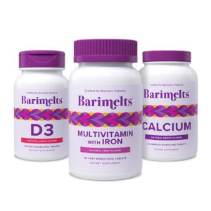 barimelts post-bariatric surgery immunity pack bundle - multivitamin with iron, calcium citrate, and vitamin d3