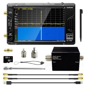 aursinc tinysa ultra+ zs406 spectrum analyzer with 50w attenuator, 2025 4inch 100khz-5.4ghz v0.4.6 portable frequency analyzer with 32gb card,2in1 signal generator 100khz to 900mhz mf/hf/vhf uhf input