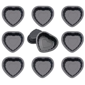 lidscura 10 pcs mini fluted tube pan, 4 inch carbon steel fluted cake mold cup with flower shape, nonstick cake pan mini tube oven baking mold for cupcake, bread, bavarois, brownie, love heart shape