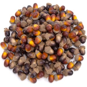 johouse 120pcs artificial acorns, 1.3inch small fake acorns mixed color lifelike acorns for fall thanksgiving wreath decoration diy crafts supplies