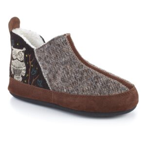 acorn women's forest bootie, chocolate owl, 9.5-10.5