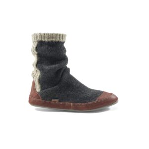 acorn men's slouch boot slipper, charcoal ragg wool, medium