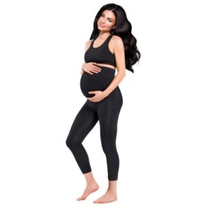 terramed maternity leggings over the belly | maternity compression leggings capri | belly support pregnancy leggings for women | maternity capris | maternity tights for workout, yoga & more | small