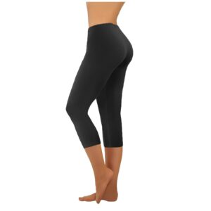 womens yoga pants capri leggings low rise skinny workout leggings breathable stretchy capris athletic cropped pants black